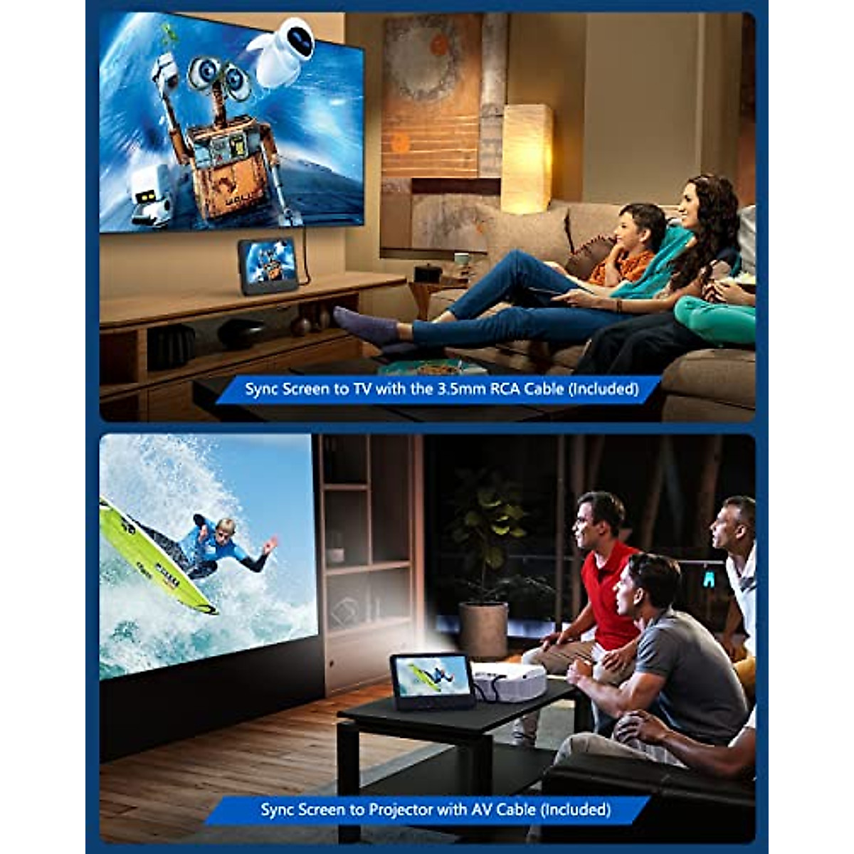 WONNIE 10.5" Two DVD Players Dual Screen for Car Portable CD Player Play a Same or Two Different Movies with Two Mounting Brackets, 5-Hour Rechargeable Battery, Support USB/SD Card Reader