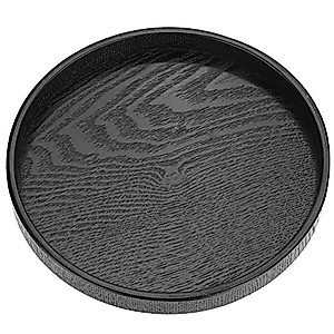 Black Wood Serving Tray, Round Shape Solid Wood Serving Tray Plate Bar Cafe Restaurant Trays(21cm)