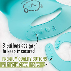 Silicone Baby Food Freezer Tray with Clip-on Lid and Baby Silicone Bibs Bundle - Breast Milk Trays for Freezer (Alpine Green) - Waterproof, Easy Wipe Silicone Bib for Babies, Toddlers (Cloud Nine)