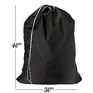 Handy Laundry Nylon Laundry Bag, Locking Drawstring Closure and Machine Washable, These Large Bags will Fit a Laundry Basket or Hamper and Strong Enough to Carry up to Two Loads of Clothes, (Black)