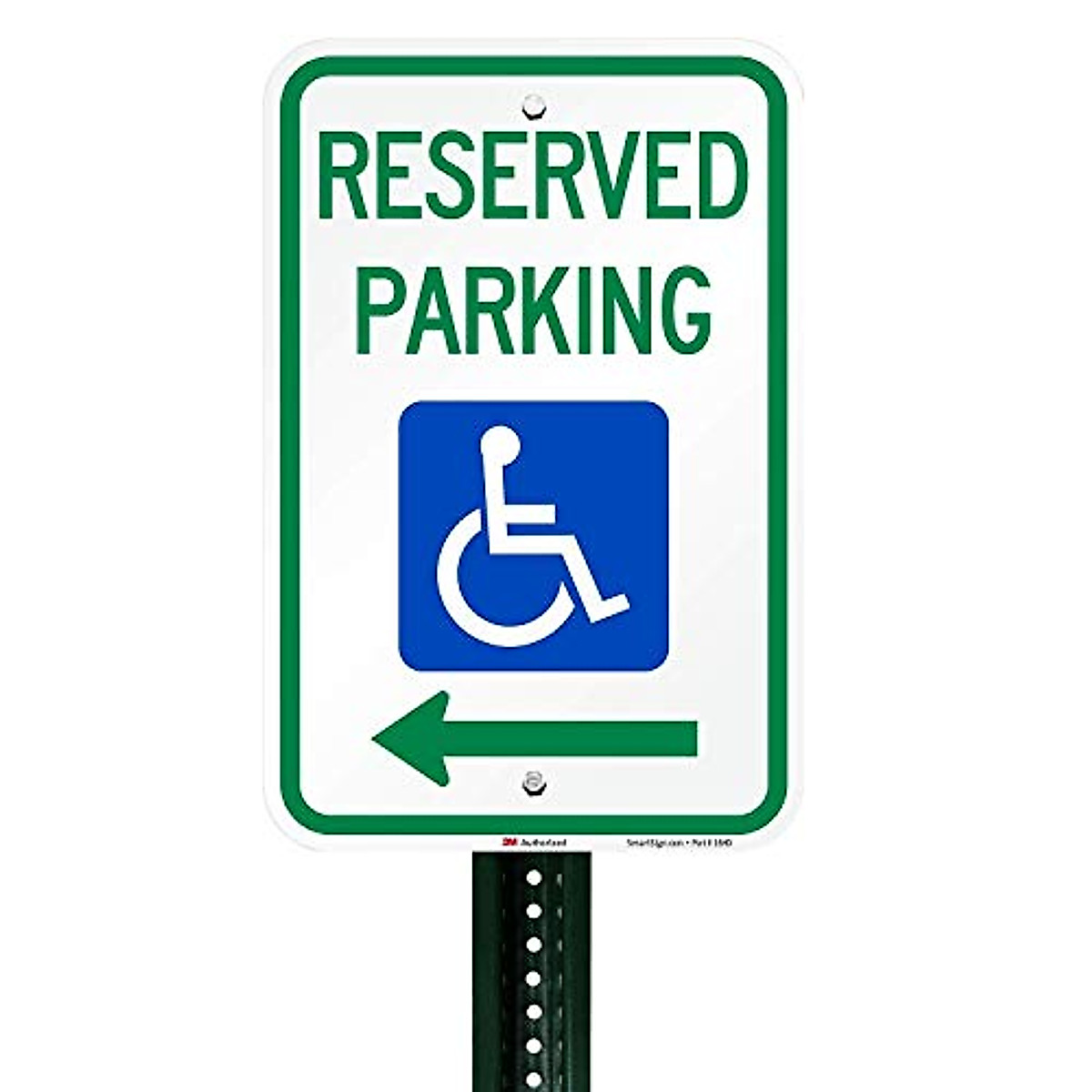 "Reserved Parking" Federal Handicap Parking Sign with Left Arrow By SmartSign | 12" x 18" 3M Engineer Grade Reflective Aluminum