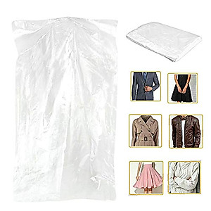 Fangkun Pack of 50 Garment Bag Transparent Clothing Dust Cover Dustproof Hanging Clothes for Dry Cleaner, Home Storage,Travel, Clothes Storage Closet 60 × 90 cm