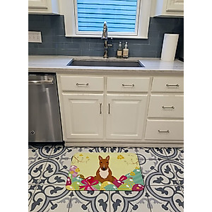 Caroline's Treasures BB6134RUG Easter Eggs Bull Terrier Red Machine Washable Memory Foam Mat, Bathroom Rug, Non-Slip Bath Mat, Durable Thick Washable Rugs for Kitchen, Bathroom Quick Dry, Decorative A