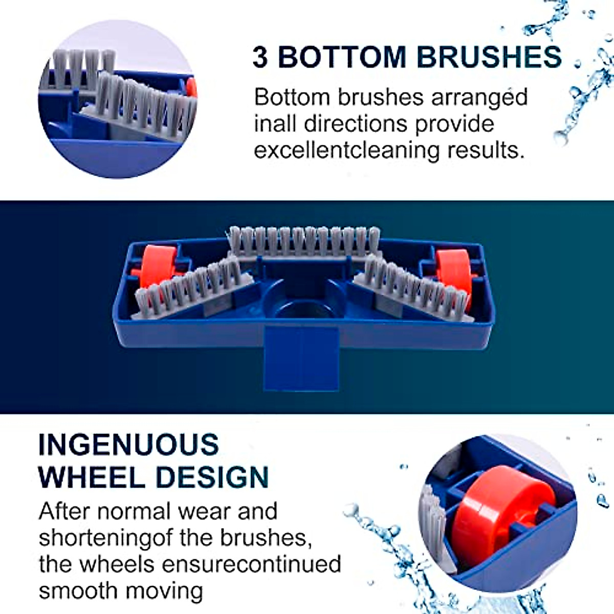 POOLAZA Portable Pool Vacuum Jet Underwater Cleaner (2023 Upgrade) with Brush & 56" Pole, Handheld Jet Pool Vacuum for Above Ground Pool, Underwater Pool Spa Jet Vacuum Cleaner, Attach to Garden Hose