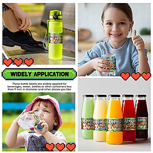 48 Pieces Pixel Waterproof Bottle Labels Miner Bottle Labels Party Decorations Potions Bottle Pixel Themed Birthday Party Supplies for Kids Boys Girls Video Game Pixel Style Birthday Party Favors