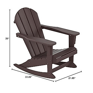 WO Home Furniture Patio Rocking Chair Set of 3 PCS Classic Outdoor Adirondack Rocker Chairs & Table (Dark Brown)