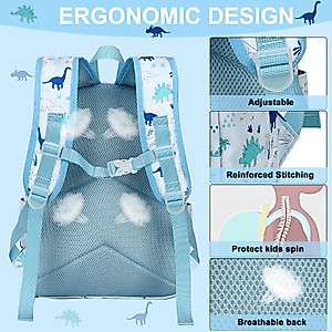 LOIDOU Kids Backpack Boys Preschool Kindergarten Elementary School Backpacks with Lunch Box Dinosaur Kids School Bags BookBag Set