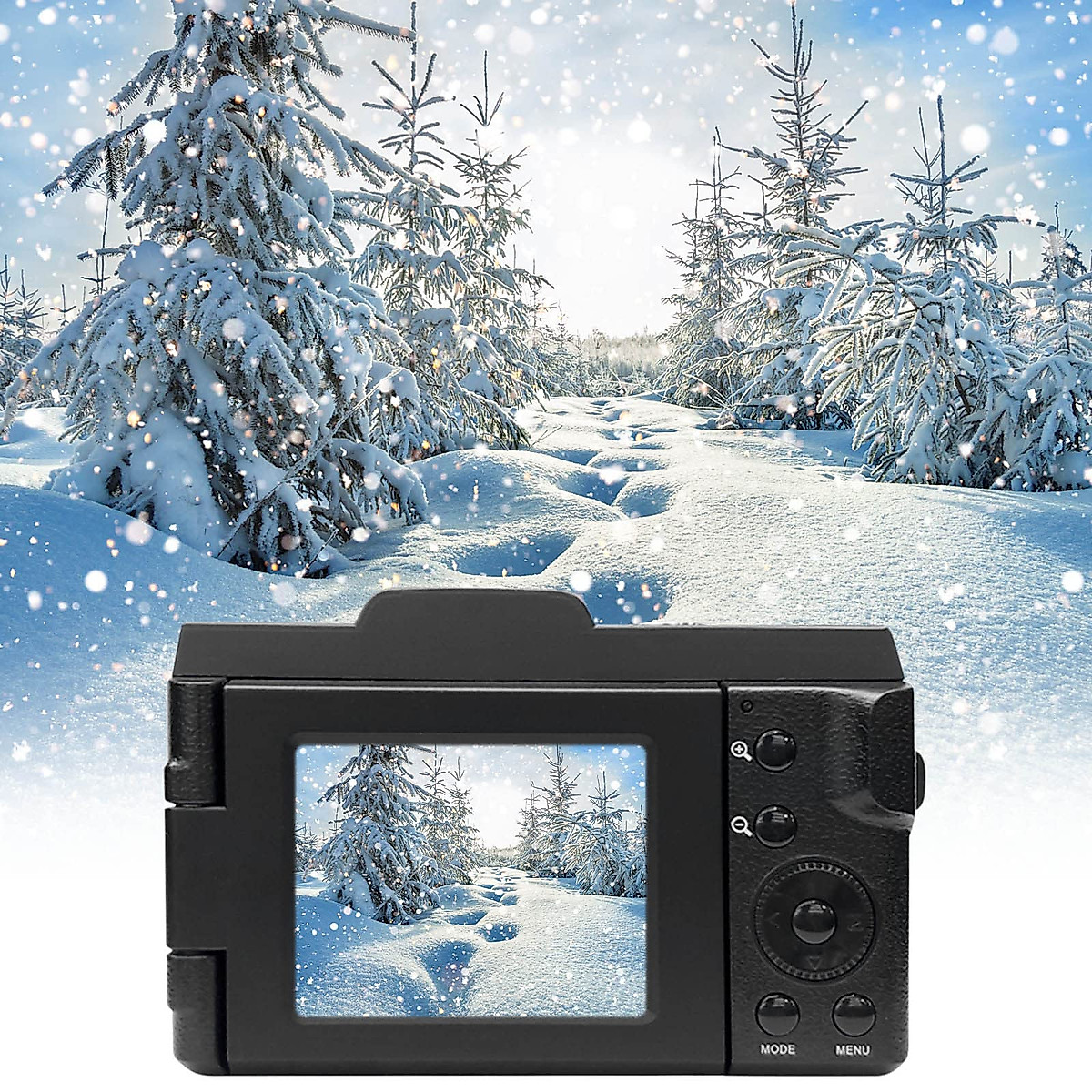 1080p Camera Digital Camera for Photography, Mini Vlogging Camera with 2.4 Inch HD Large Screen, 16x Digital Zoom, Detachable Lens, Built-in Microphones, Cool Stuff, Travel Essensials