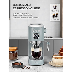 Ihomekee Espresso Machine Coffee Makers 15 Bar Cappuccino Machines with Milk Frother for Espresso/Cappuccino/Latte/Mocha for Home Brewing 1350W - CM6927