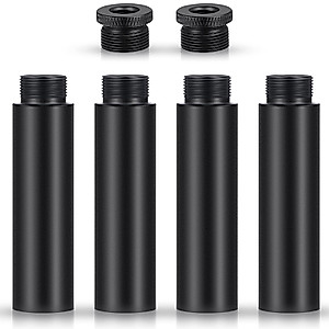 Mic Stand Extension Tube 4 Pieces 5/8 Inch Microphone Extension Pipe Aluminium Alloy Stand Extenders Screw Boom Tubes Microphone Extension Rod with 2 Metal Adapters for Desk Stand Arm Stand, Black