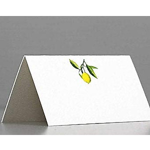 Nancy Nikko Place Cards with Lemon on Branch for Weddings, Showers, and Dinner Parties. Table Tent Style, Scored for Easy Folding. Available in Pkgs of 25