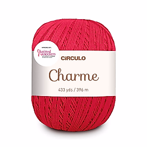 Circulo Charme Cotton Yarn for Crochet and Knitting – 100% Mercerized Brazilian Virgin Cotton (Pack of 1 Ball) – Red Yarn, 3951 - Viva Magenta, 5.3 oz, 433 yds – Sport