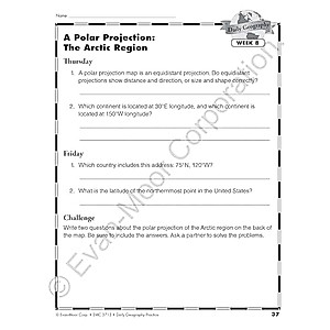 Evan-Moor Daily Geography Practice, Grade 6, Homeschooling and Classroom Resource Workbook, Reproducible Worksheets, Teaching Edition, Downloadable Maps, USA, World, Continents, Oceans, Countries