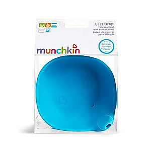 Munchkin Last Drop Silicone Toddler Bowl with Built-In Straw, Blue