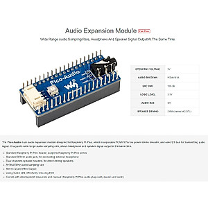 Bicool Audio Expansion Module for Raspberry Pi Pico, PCM5101A Low Power Stereo Decoder,8~384000Hz Sampling Rate, Dual Channels Speaker Headers,Using I2S Bus,HeadphoneSpeaker Output Concurrently
