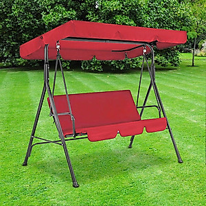 210D Patio Swing Canopy Replacement Top Cover Outdoor Swing Chair Cover Bench Waterproof Rocking Replacement Cover 59x59x4 Inches (Square Red)