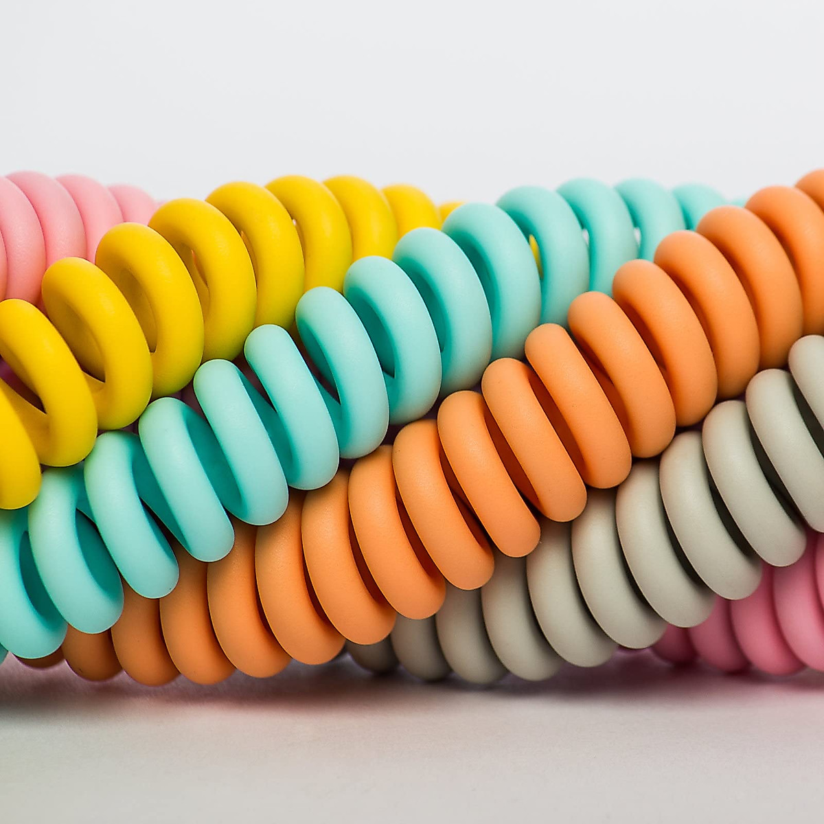 MyVolts Candycord Korg Volca/Pocket Operator Special Audio Cable, Angled Mini Jack to Angled Mini Jack, Curly 20cm to 30cm, Sunset Peach Colour