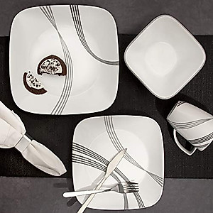 Corelle Boutique Square Urban Arc 16-Piece Dinnerware Set, Service for 4