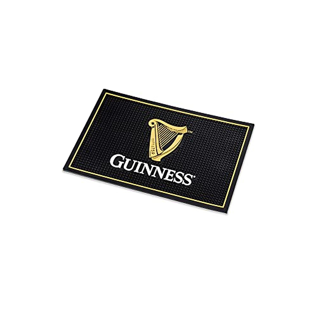 Guinness Bar and Spill Mat for Countertops | Irish Rubber Bar Mat for Drips with Guinness Harp Logo | Professional Bar Service Mat with Guinness Beer, 18 x 12” Compatible
