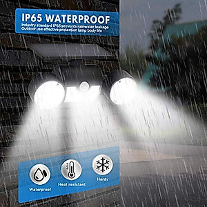 Fatpoom Solar Lights Outdoor, Motion Sensor Security Lights Solar Wall Lights with Dual Head Spotlights 30 LED Waterproof 360°Adjustable Solar Motion Lights Outdoor for Garden Garage Patio (1 Pack)