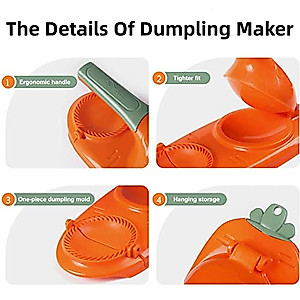 2 In 1 Dumpling Maker Machine, 2023 New Kitchen Dumplings Making Tool, Manual Dough Presser Dumpling Wrappers Press Wrapper for Dumplings, Wonton(Orange)