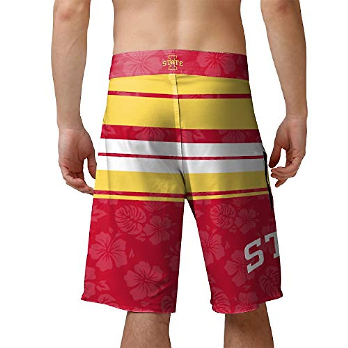 FOCO Iowa State Cyclones NCAA Mens Hibiscus Boardwalk Stripe Boardshorts - L