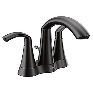 Moen 6172BL Glyde Two Handle High Arc Centerset Bathroom Faucet, Matte Black