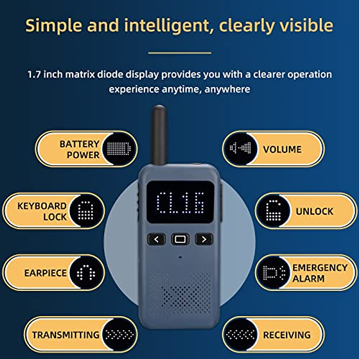 Retevis RB19 Walkie Talkies, Ultra-Slim Two Way Radios Rechargeable, USB-C,1650mAh Battery, Dot Matrix Screen,Handsfree 2 Way Radio for Clinic Small Business Office Easter Basket Gifts Skiing(3 Pack)