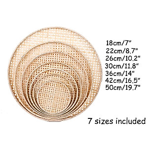 (Only by Bulk)100% Handwoven Flat Wicker Round Fruit Basket Woven Food Storage Weaved Shallow Tray Bin Vegetable Organizer Holder Bowl Decorative Rack Display (Only More Than 5Pcs) (50cm/19.8")