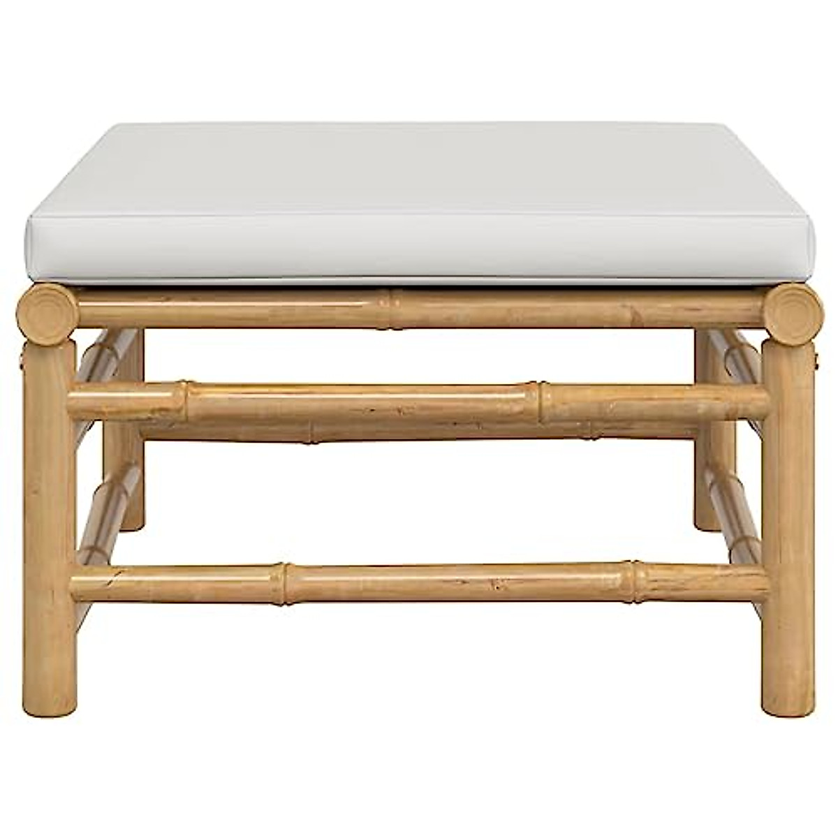 Patio Footstool with Light Gray Cushion Bamboo Leisurely Outdoor Experiences Outdoor Spaces Redefined