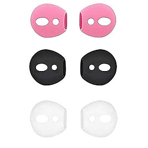 BLLQ AirPods Ear Tips Ear Gels Anti-Slip Earuds Cover Silicone Compatible with AirPods 2 & AirPods 1 or EarPods 【 Fit in The Charging Case 】 3 Pairs White/Black/Pink