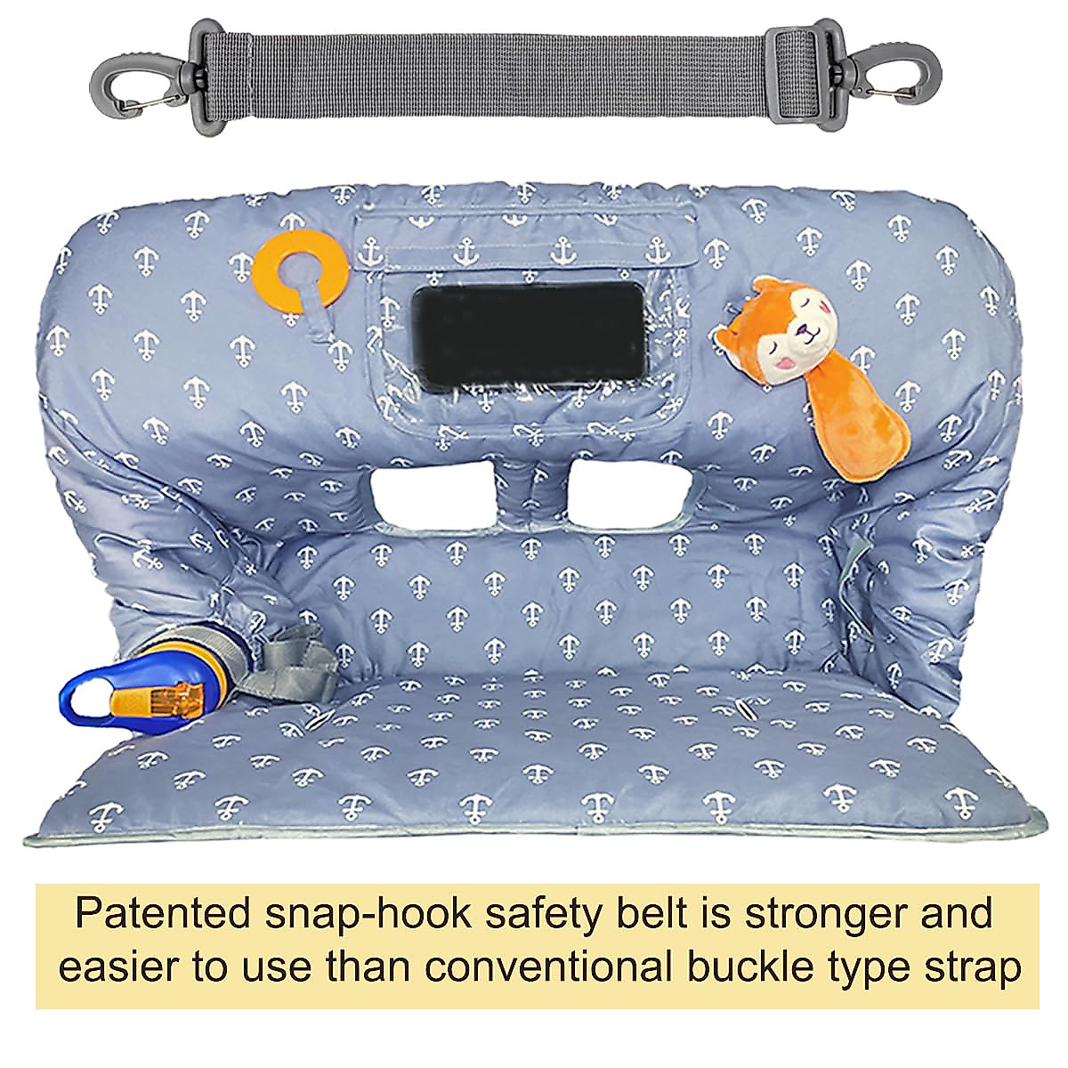 Shopping Cart Cover for Baby Grocery Cart Cover for Baby boy and Baby Girl, High Chair Cover for Baby and Toddler, Baby Registry Gift - Waterproof - Extra Large - Cotton - Double Sided (Blue)