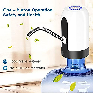 Water Bottle Pump 5 Gallon Electric Drinking Water Pump Portable Water Dispenser USB Charging Water Bottle Pump Water Bottle for Universal 2-5 Gallon Bottle