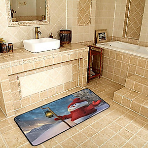 STAYTOP Winter Christmas Snowman Kitchen Rugs Kitchen Mats Polyester Non Slip Washable Cushioned Mats Antifatigue Comfort Floor Mat Doormat for Kitchen Washroom Bedroom 39 x 20 inch