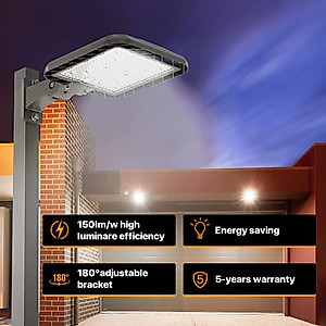 DEMILARE LED Parking Lot Lights Adjustable Arm Mount, Quick Installation Dusk to Dawn Street Area Light, 5000K Shoebox Light IP65 Waterproof, Commercial Lighting for Parking Lot, Gym, Driveways