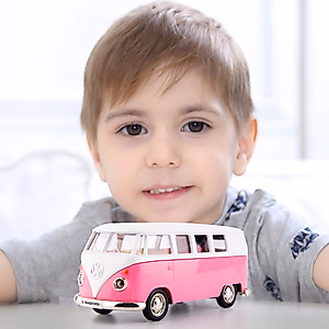 TGRCM-CZ 1/36 Scale Bus Casting Car Model, Zinc Alloy Toy Car for Kids, Pull Back Vehicles Toy Truck for Toddlers Kids Boys Girls Gift (Pink)