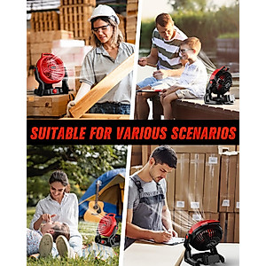 HEINPRO Battery Powered Fan for Milwaukee M18 18V Battery with AC Adapter (No Battery), Up to 650 CFM Cordless Fan,Variable Speed Battery Operated Fan,Low Noise 30dB Portable Fan, Jobsite Camping Fan