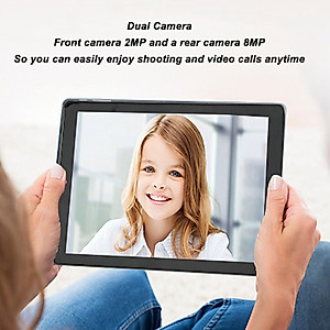 10.1 Inch Tablet, Tablet PC Front 2MP Rear 8MP US Plug 110-240V for Android 8.1 for Watching (Black)
