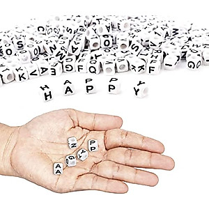 700PCS White Letter Beads Alphabet Beads for Jewelry Making DIY Necklace Bracelet (6mm)