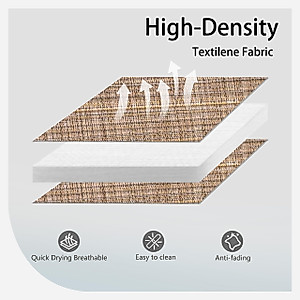 LOKATSE HOME 2 Piece Bar Height Patio Chairs Outdoor Swivel Stools Set Furniture Metal Frame, Khaki Tesling Fabric