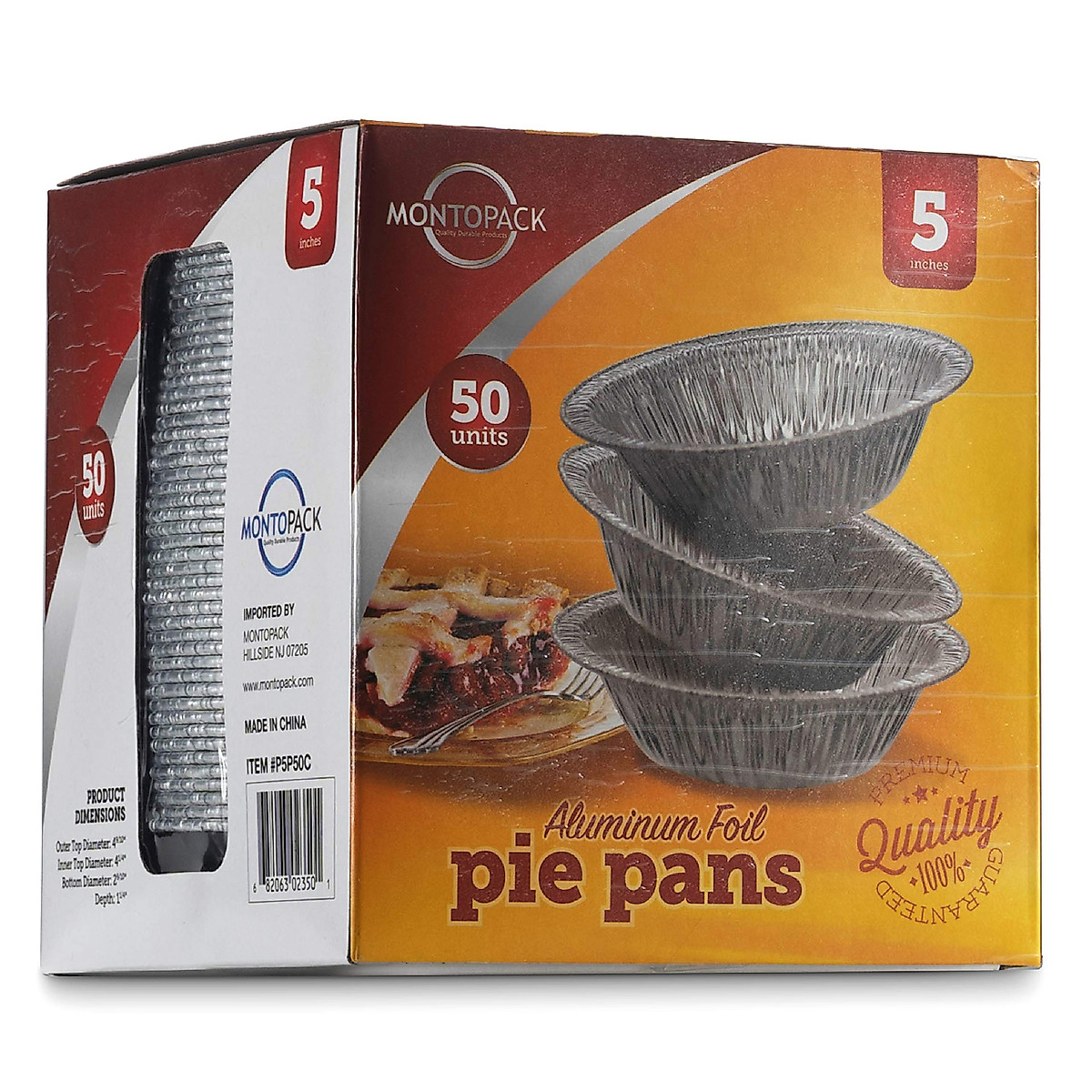MontoPack Disposable 5 Inch Round Aluminum Foil Pie/Tart Pan, 50 Pack, Oven Safe, Stack & Store, Freeze & Reheat