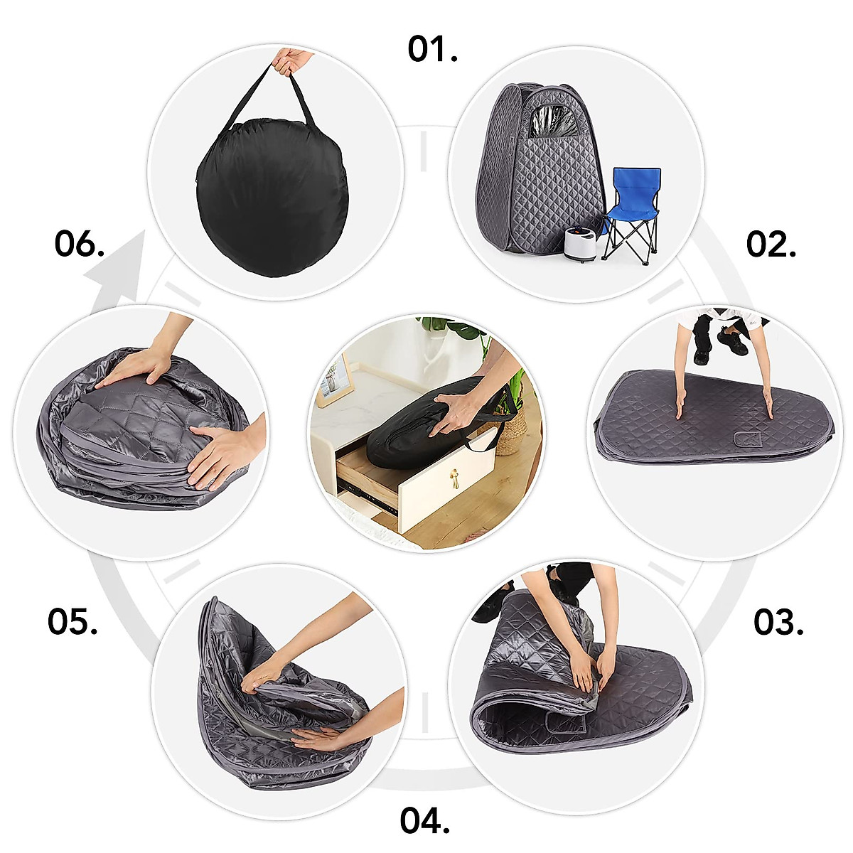 IvyBess Portable Steam Sauna for Home, 2.6L 1000W Portable Full Body Sauna, Sauna Tent with Steamer, 90 Minute Timer, Chair, Remote Control Included