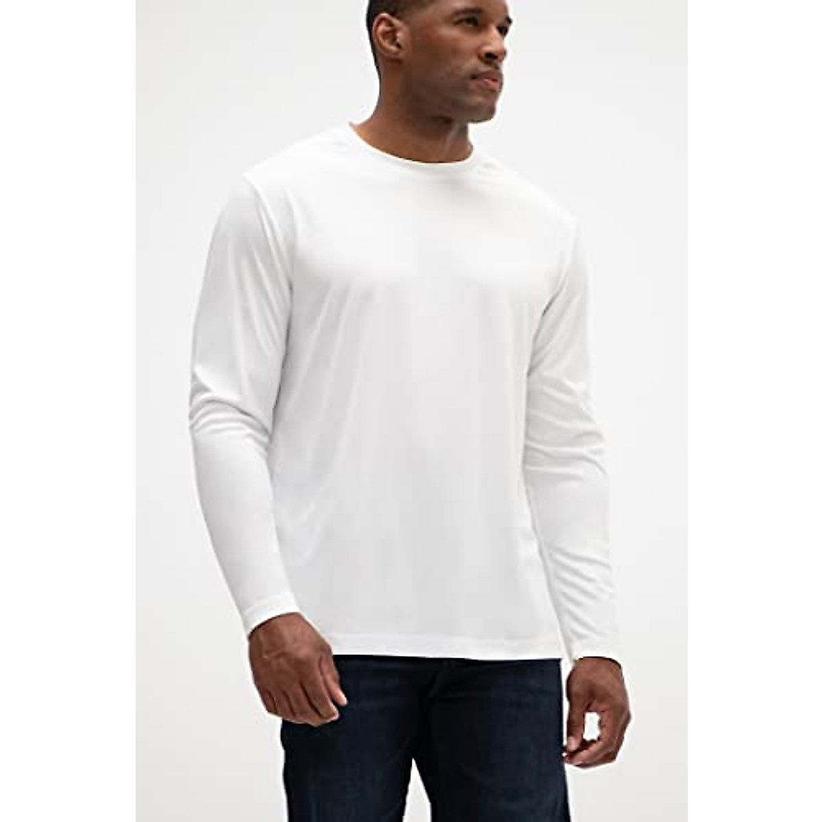 DEVOPS Men's 3Pack UPF 50+ Dri fit Workout Moisture Wicking Long Sleeve T-Shirt (Medium, Navy/Safty Green/White)