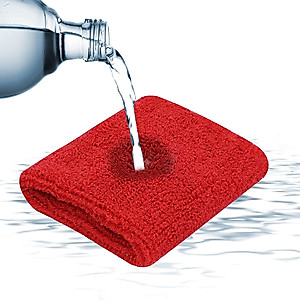 Yolev Sports Headband Wristband Set Sweatbands (1 Headband and 2 Wristbands) for Athletic Men and Women red