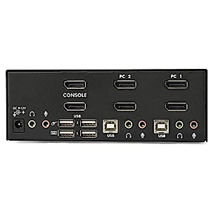 StarTech.com Dual Monitor DisplayPort KVM Switch - 2 Port - USB 2.0 Hub - Audio and Microphone - DP KVM Switch , TAA (SV231DPDDUA)