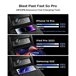 54W USB C Car Charger Fast Charge, AINOPE Super Fast Cigarette Lighter USB Charger Adapter Dual Port PD&QC 3.0 Car Charger USB Fast Charging Compatible with iPhone 14 13 Samsung Galaxy iPad
