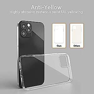Phone case for iPhone 13 Pro Max 6.7 inches, Non-Yellowing, Crystal Clear, Transparent, Scratch Resistant, Compatible with Wireless Charging, Shock Resistant