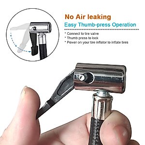 LUMITECO 20 Inch Lengthened Tire Inflator Hose Adapter for Screw Twist On Convert to Lock On Connection, Lock On Air Chuck with Air Hose and Tire Schrader Valve Fine Thread