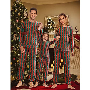 Ekouaer Men Christmas Pajamas Buffalo Plaid Xmas Tree Prints PJ's Long Sleeve Plaid Top with Full Length Pants 2 pieces Sleepwear