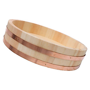 YARDWE Sushi Rice Bowl Large Japanese Hangiri Sushi Oke Rice Mixing Tub Rice Bowl Container for Restaurant Home Kitchen